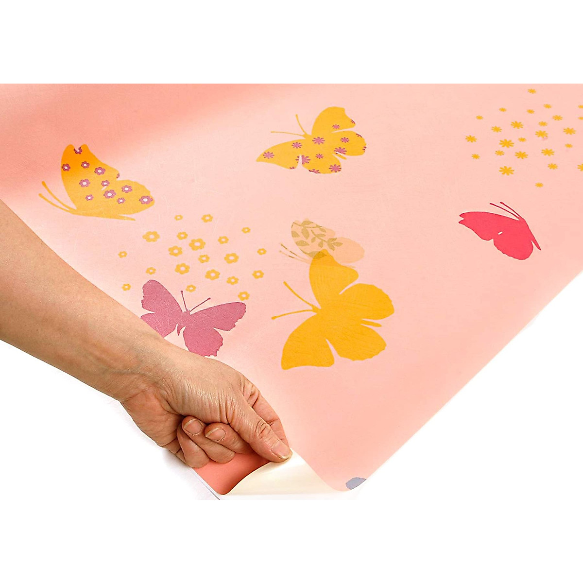 ROSEROSA Peel and Stick PVC Butterfly Self-Adhesive Wallpaper Covering Countertop Backsplash Pink (GP9152-1 : 2.00 Feet X 6.56 Feet)