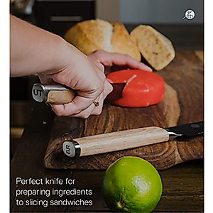 Everdure German Steel Professional Utility Knife, 6 Inch Knife with Titanium Coated Blade and Pakka Wood Handle, Perfect Kitchen Knife for Slicing Sandwiches, Cheese, Vegetables, and More