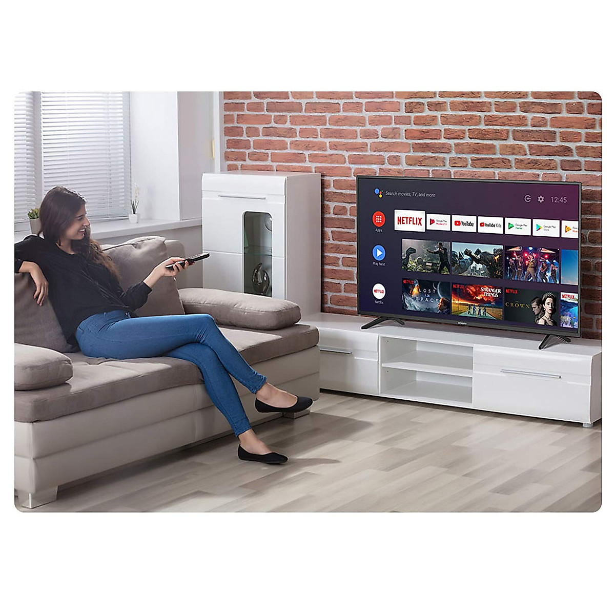 Skyworth S3G 32-inch 720p HD LED Smart Android TV with Google Assistant and Chromecast Built-in, for Outdoor Bedroom Garage RV