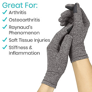 Vive Compression Arthritis Gloves - Comfortable Fit for Men and Women - Full Finger for Rheumatoid, Osteoarthritis