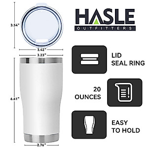 HASLE OUTFITTERS 20 oz Tumbler Bulk, Stainless Steel Tumblers with Lid, Vacuum Insulated Tumbler, Double Wall Powder Coated Cup, coffee mugs, White, 1 Pack