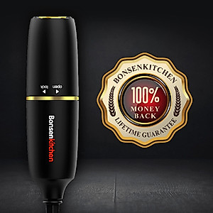 Bonsenkitchen Electric Milk Frother Handheld, Portable Whisk Milk Foam Maker with Stainless Steel Stand, Battery Operated Drink Hand Mixer for Coffee, Matcha, Electric Stirrer Coffee Mixer Wand