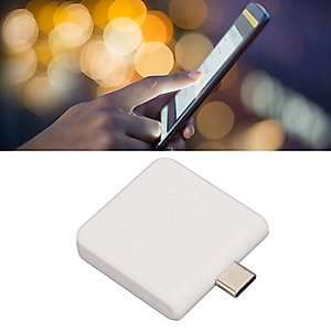 Card Reader, Credit Card Reader Type C Interface ID Mobile Phone Card Reader 125Khz Portable Smart Card Reader (White)