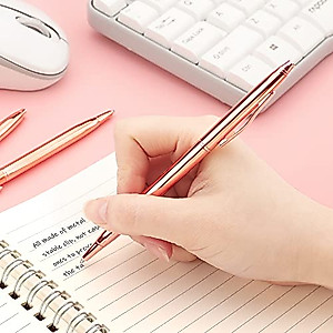 LONGKEY 3 Pack Slim Gold Ballpoint Pens Black Ink 1 mm, Great Gift for Business Office Students Teachers Wedding Christmas (Rose Gold)