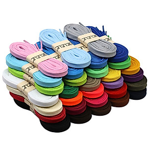 DELELE Solid Flat Shoelaces Hollow Thick Athletic Shoe Laces Strings Golden 2 Pair 55 inch