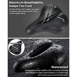 Sportneer Comfort Spin Bike Seat: Bicycle Seat Cushion for Men Women, Memory Foam Padded Bike Seat Cushion, Waterproof Shock-Proof Bike Saddles, Perfect for Peloton Bikes Indoor Outdoor Cycling