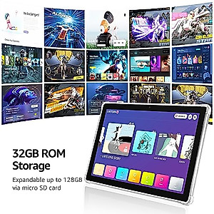 Wainyok 10.1 Inch Kids Tablet : Android 12 Tablets 32GB ROM 256GB Expand | Quad-Core Processor WiFi Bluetooth Dual Camera Google GMS Certified Games Parental Control with Case(Gray)