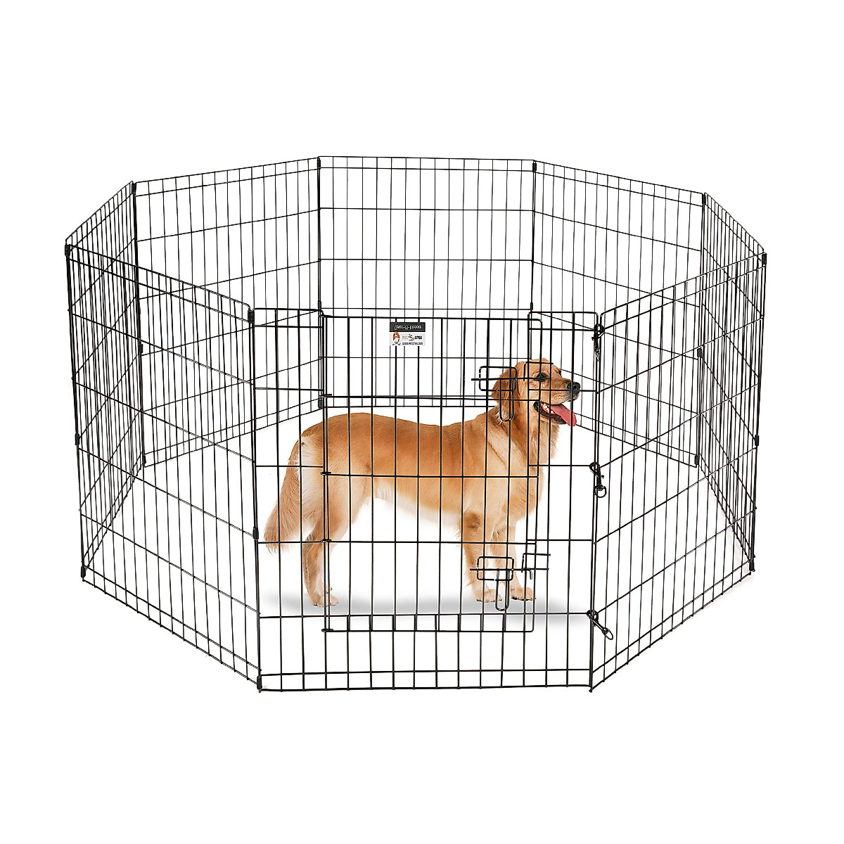 Dog Playpen - Foldable Metal Exercise Puppy Play Pen with 8 24x30in Panels - Indoor/Outdoor Pen with Door for Dogs, Cats or Small Animals by PETMAKER