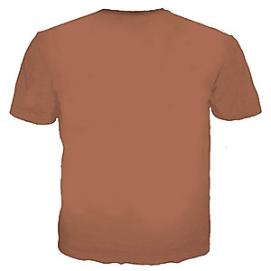 baskuwish Men T-Shirts, Fashion Funny 3D Muscle Printed Short Sleeve Shirts O-Neck Tees Funny Body Print T-Shirt for Men (XL, Brown)