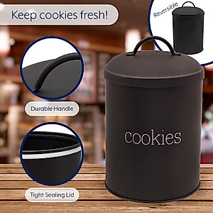 AuldHome Black Enamelware Cookie Jar, Large Modern Farmhouse Treats Canister