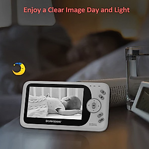 BOAVISION Video Baby Monitor with Camera and Audio,Digital 2.4Ghz Wireless Video Monitor with 4.3 inch IPS Screen,1760mAh Battery,Temperature Monitor,VOX,Talk Back,Night Vision,Lullabies,VB608