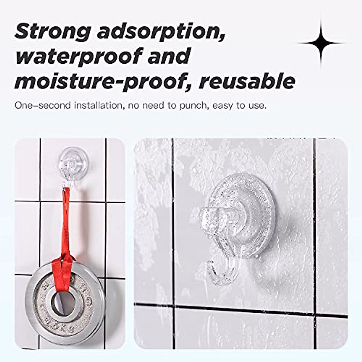 Ayssny Suction Cup Hooks, Reusable Wreath Hanger, Large Heavy Duty Suction Cup Hooks Wall Hooks Kitchen Bathroom Window Shower Hooks for Hanging Towel Robe Loofah and Christmas Decorations (2 Pack)