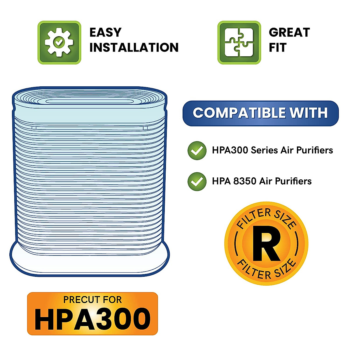 GOFIL 3 Pack Replacement Filter Includes 3 HEPA & 4 Carbon Pre-filters Compatible with Air Purifiers Model HA/HPA300, HPA304, HPA8350, HPA300VP