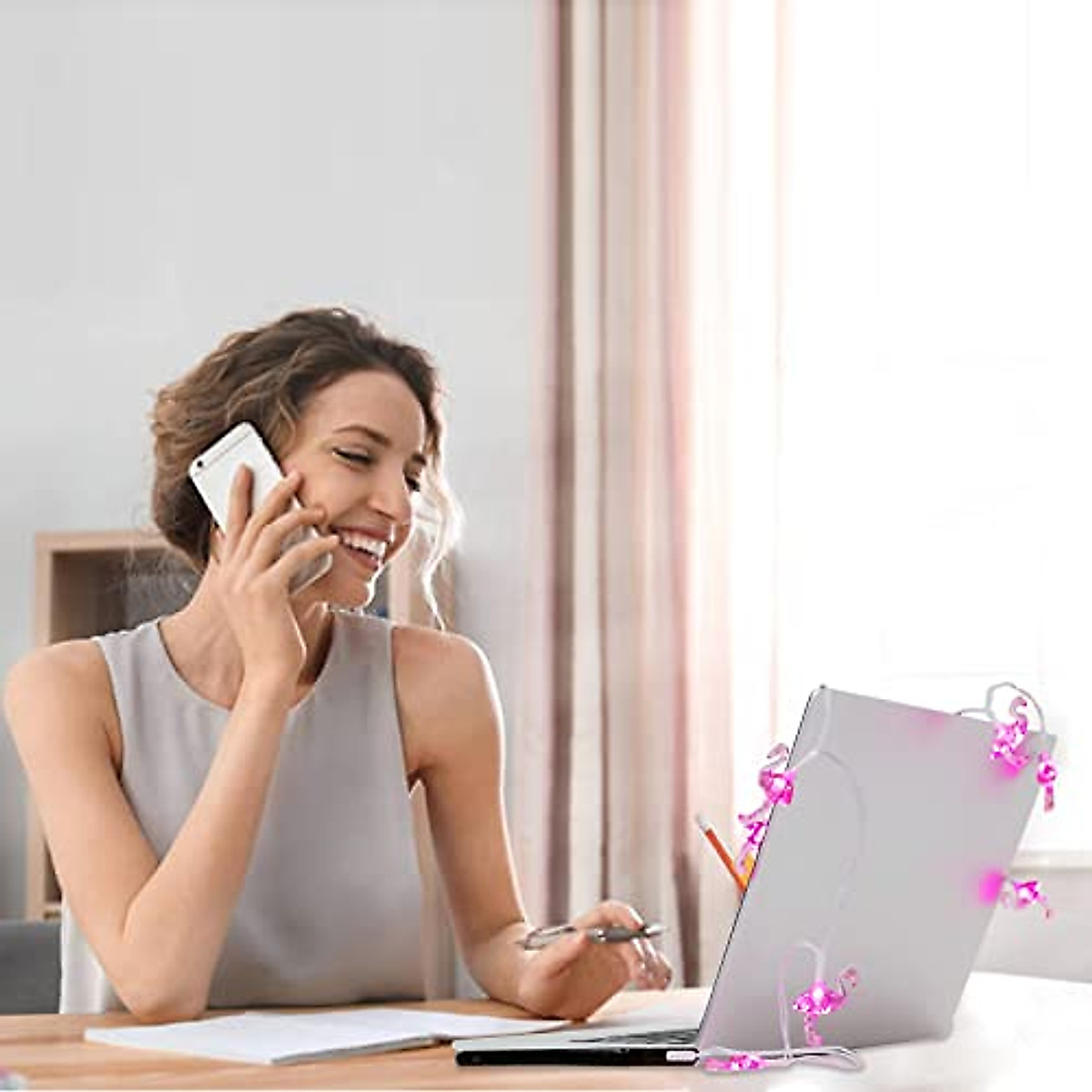 YAGE Tale Pink Flamingo USB Christmas Light Phone Charger Cord Designed for Women 50inch 8LED Compatible with Phone 11,11Pro,11Pro Max,12,12Pro,12Pro Max,13,13Pro,13Pro Max,14,14Pro,14Pro Max etc