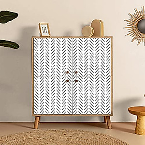 Erfoni Black and White Peel and Stick Wallpaper Modern Herringbone Contact Paper for Bathroom 17.7inch x 196.8inch Geometric Removable Wall Paper Peel and Stick Strip Self Adhesive Contact Paper