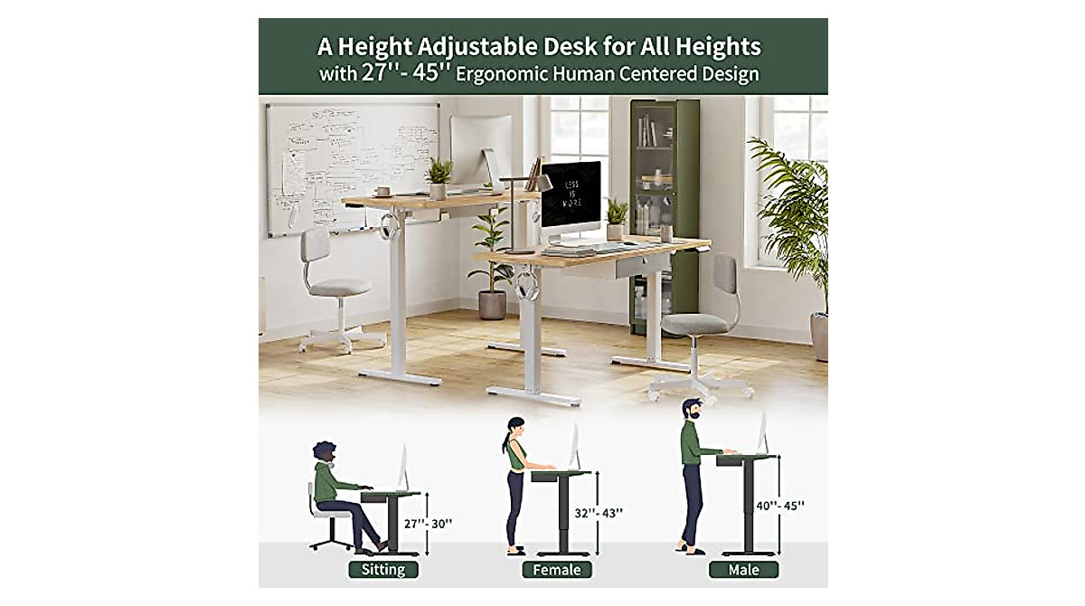 FEZIBO Electric Standing Desk with Drawer - Ergonomic Home Office Solution