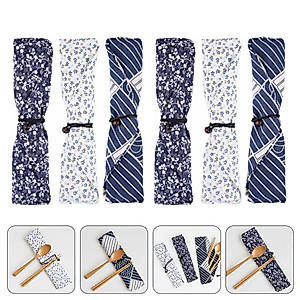 Hemoton 6Pcs Straw Carrying Case Travel Tableware Carrying Bag Storage Case Japanese- Style Cutlery Bag Travel Pouch for Straws Knife Fork Spoon Chopsticks
