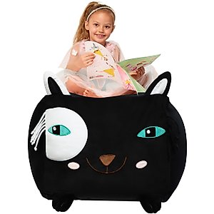 Black Cat Bean Bag Chairs for Teens, Playroom Furniture, Comfortable Seating for Kids, Large Size 22x24 Inch Velvet Extra Soft, Cover ONLY