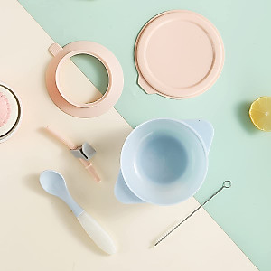 Kyraton Baby Bowls, Suction Bowls For Baby With Straw And Spoons, Unbreakable And Reusable Light Weight Bowl Be Used For Milk, Soup Or Ice Cream, Slip Resistant and Durable (Light blue)