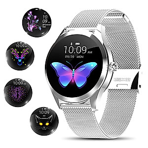 Smart Watch for Women,Elegant&High-end Sylish Stainless Steel IP68 Waterproof Smartwatch Fitness Tracker with Heart Rate Sleep Monitoring Calories Activity Tracker,Gift for Lady Girls,Silver