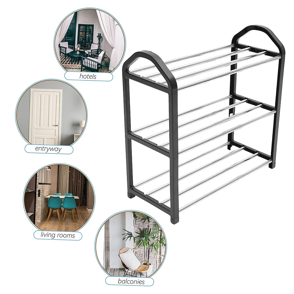 Alipis Shoe Rack Shoe Storage Organizer Freestanding Shoe Cabinet Shoe Shelf Shoe Holder Shoe Stand Metal Organizer Shelf Three-Layer Shoe Storage Rack Stainless Steel Storage Bag Plastic