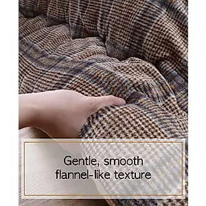 BJDesign Washable Kotatsu Futon Casual Checkered Design, 100% Polyester Fabric Material, Home and Living, Japanese Kotatsu Blanket (Brown, Rectangle (75 x 95 Inches))