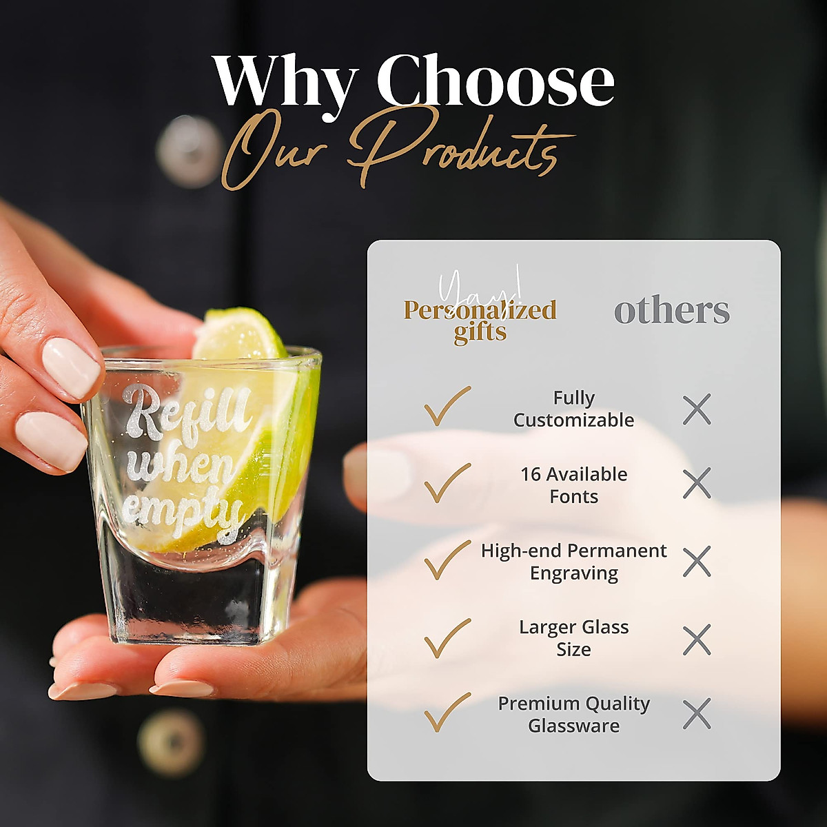 Custom Text Shot Glass - Engraved Personalized Shot Glasses For Weddings, Birthdays, Groomsmen and Party Favors - Unique Shot Glasses, Square Shot Glass Party Favors (1 Pack-2oz Square Shot)