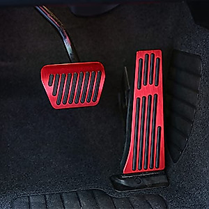 Thenice for BMW 3 4 5 7 Series X3 X4 X5 X6 X7 Anti-Slip Foot Pedals Aluminum Automatic Brake and Gas Accelerator Pedal No Drilling Covers -Red