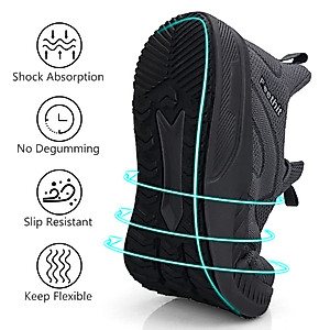 Feethit Mens Non Slip Running Sneakers Casual Breathable Slip on Walking Tennis Shoes Casual Comfortable Shoes Drak Gray 10