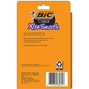 BIC Cristal Xtra Smooth Ballpoint Pen, Medium Point (1.0mm), Black, Great For Everyday Writing Activities, 10-Count