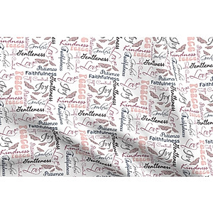 Spoonflower Fabric - Fruit Butterflies Pink White Christian Love Peace Butterfly Scripture Printed on Petal Signature Cotton Fabric by The Yard - Sewing Quilting Apparel Crafts Decor