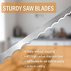 Bread Bow Knife with Wooden Handle, Serrated Blade Bread Slicer for Homemade Bread, 304 Stainless Steel Sourdough Bread Knife, Sourdough Bread Baking Supplies with Butter Spreader, 15 Inch