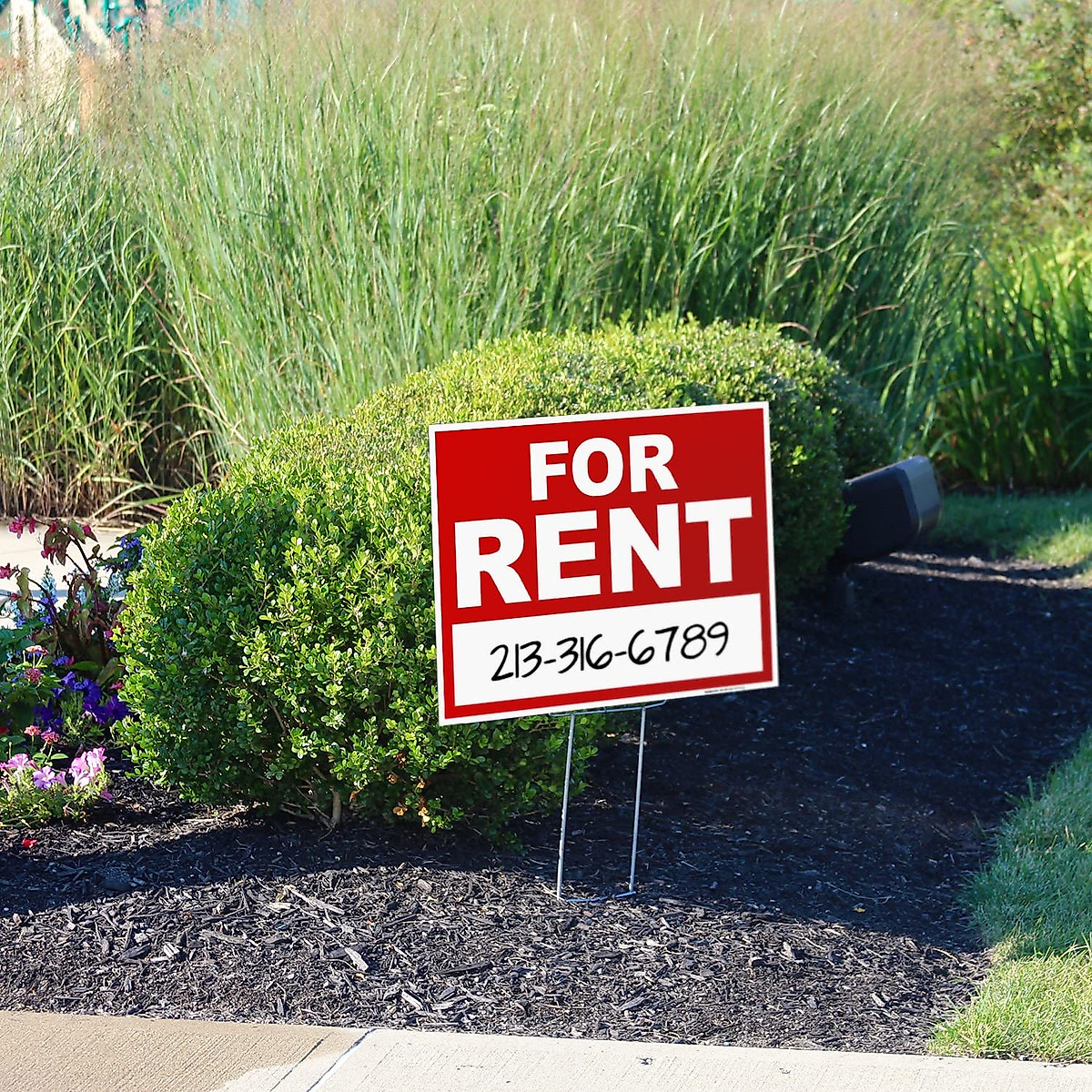 Sigo Signs, for Rent Sign, (2 Pack) Double Sided 18x24 Inches, Corrugated Plastic with Metal H Stake, Made in USA