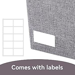 Bagnizer Large 17" 42 Quarts Collapsible Stackable Storage Bins with Lids [3-Pack] Foldable Fabric Linen Storage Boxes Cube, Closet Organizer Baskets with Label for Home (16.7 x 12 x 12, Gray)