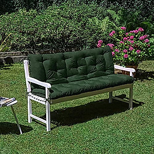 Swing Replacement Cushions 3 Seat, Bench Cushion for Outdoor Furniture Waterproof Thick Porch Swing Cushions with Backrest & Ties for Garden Patio, 60in*40in(Dark Green)