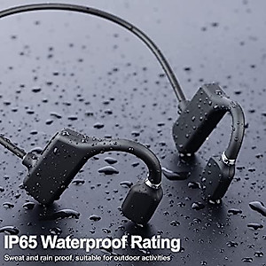 Bone Conduction Headphones, IP65 Sweatproof Open Ear Sport Headphones with Built-in Mic, Wireless Earphones up to 5 Hours Playtime for Running Cycling and Workouts (Black)