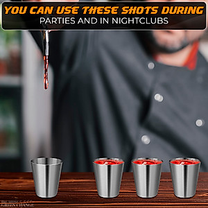 30 ml Stainless Steel Shot Glasses Drinking Vessel - 15 Pcs Outdoor Camping Travel Coffee Tea Cup, Silver Cup - Unbreakable Metal Shooters for Whiskey Tequila Liquor Great Barware Gift