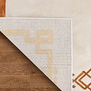 Antep Rugs Babil Gold 8x10 Modern Bordered Indoor Area Rug, Black, 7'10" x 10'