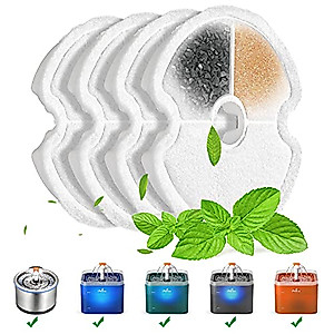 iPettie Water Fountain Carbon Filters for Stainless Steel Cat Drinking Fountain and Neverland Cat Water Fountain with LED Light, IP-670-F4, 4 Packs