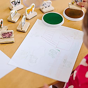 Melissa & Doug My First Wooden Stamp Set - Farm Animals - Art Projects, With Washable Ink, Farm Themed Wooden Stamps For Kids Ages 4+,Brown / Green