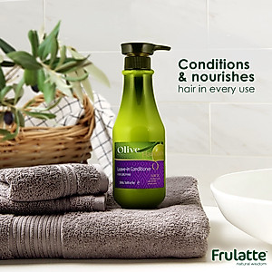 Frulatte Protecting Olive Leave In Conditioner with Certified Organic Olive Oil for curly hair 13.5 fl oz