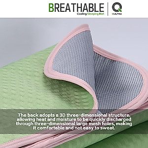 QUILTINA Cooling Sleeping Mat Set with 2 Pillowcases, Good Heat Conduction Mattress Topper Pad for Summer Hot Sleepers, Comfort Soft Nonslip Matting Cover for All Seasons, Green, King 78x80 in