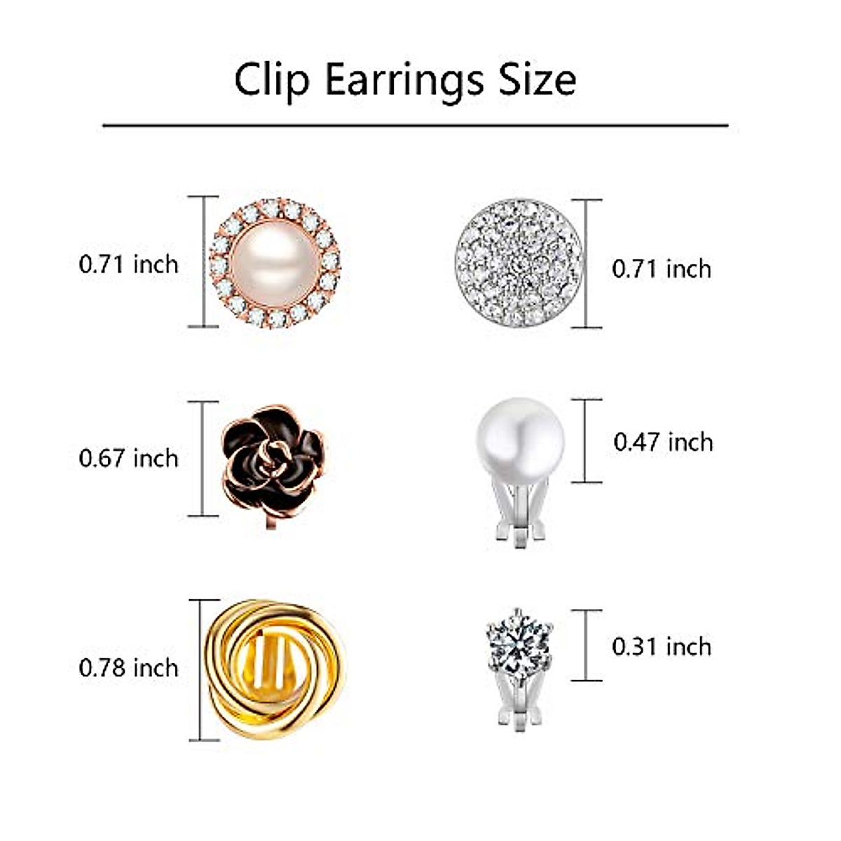 Wremily 8 Pairs Clip Earrings Set for Women Rose Flower CZ Simulated Pearl Gold Knot Clip Earrings with Rubber Pads Non Pierced Hypoallergenic Clip on Earrings Jewelry