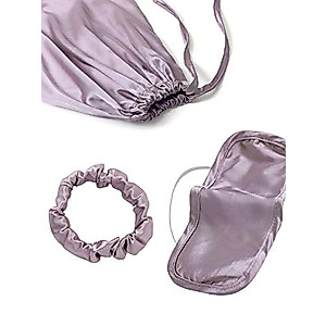 LYANER Women's Pajamas Set 7pcs Silk Satin Sleepwear Loungewear Cami Shirt Pj Set Purple Medium