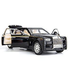 BDTCTK 1/32 Rolls-Royce Phantom Model Car,Zinc Alloy Pull Back Toy car with Sound and Light for Kids Boy Girl Gift (Black)