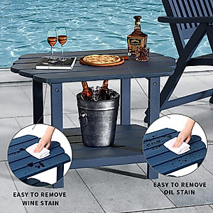 FERFALDER Adirondack Outdoor Side Table-2 Tier Irregular Patio Table Oversize Outside Table for Backyard Balcony Blue