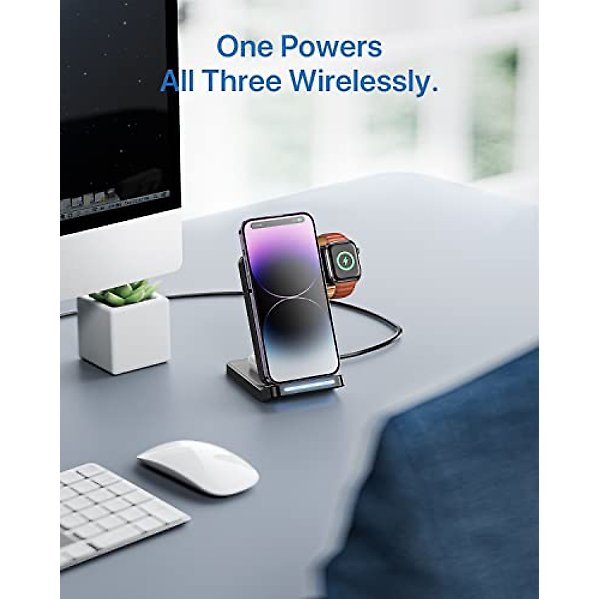 Intoval Charging Station for Apple iPhone/Watch/Airpods, 3 in 1 Foldable Wireless Charger for iPhone 14/13/12/11/XS/XR/XS/X/8, iWatch 8/Ultra/7/6/SE/5/4/3/2, Airpods Pro2/Pro1/3/2/1 (F3,Black)