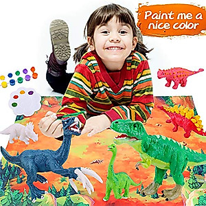 ANCHWN Dinosaur World Painting Kit - 35 Pcs Dinosaur Arts and Crafts Set for Boys Girls Age 4 5 6 7 8Years Old Kid Creativity DIY Gift Easter Paint Your Own Dinosaur Animal Set