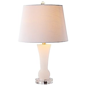 JONATHAN Y JYL5021A Eliza 23" Alabaster LED Table Lamp Glam Transitional Bedside Desk Nightstand Lamp for Bedroom Living Room Office College Bookcase LED Bulb Included, White