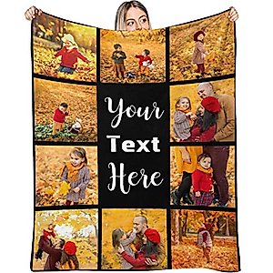 Artsadd Custom Blanket Personalized Blanket with Photos Text Gift on Birthday Christmas Customized Picture Throw Blanket for Adult Men Women